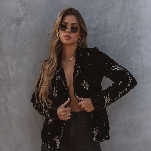 Vici | Jackets & Coats | Hostess Embellished Velvet Blazer | Poshmark